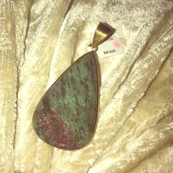 Jewelry | Ruby Zoisite Pendant Set In Brass | Poshmark